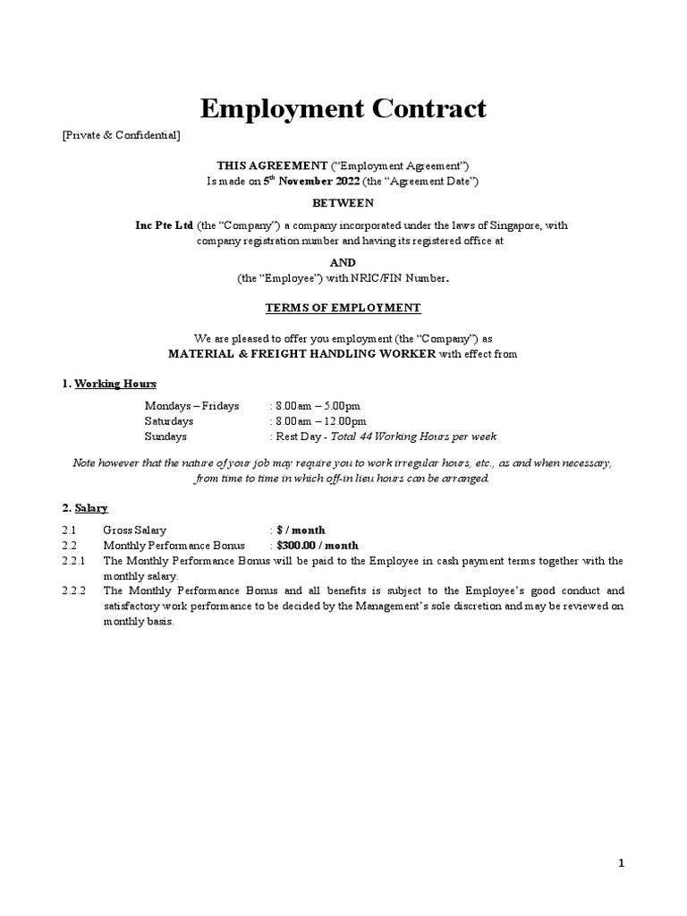 Employment Contract - Draft | PDF | Sick Leave | Employment