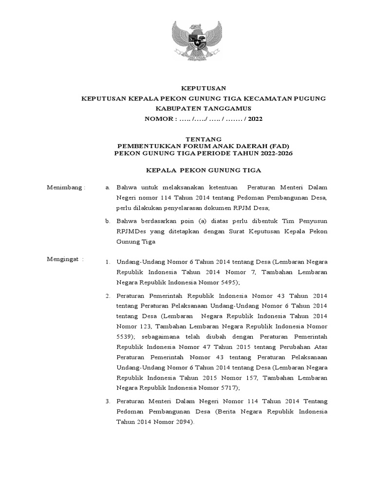 Contoh SK Forum Anak Daerah | PDF