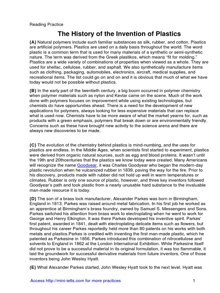 The History of The Invention of Plastics | PDF | Plastic | Polymers