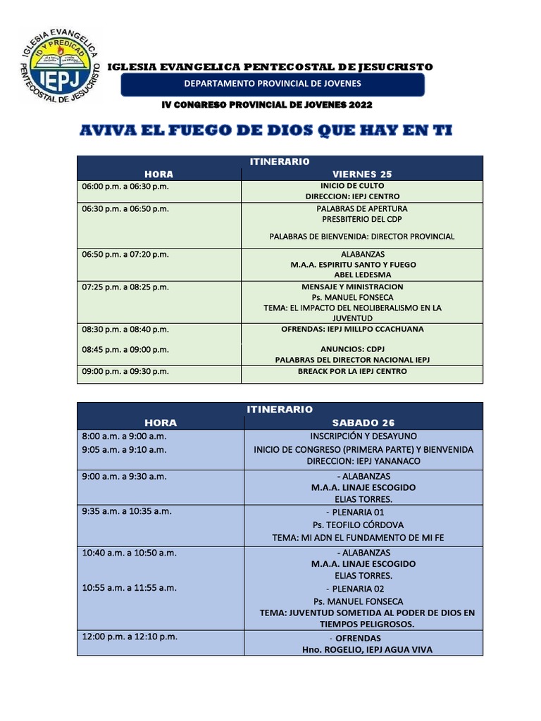 Programa IV Congreso - 2022 | PDF | Religión y espiritualidad