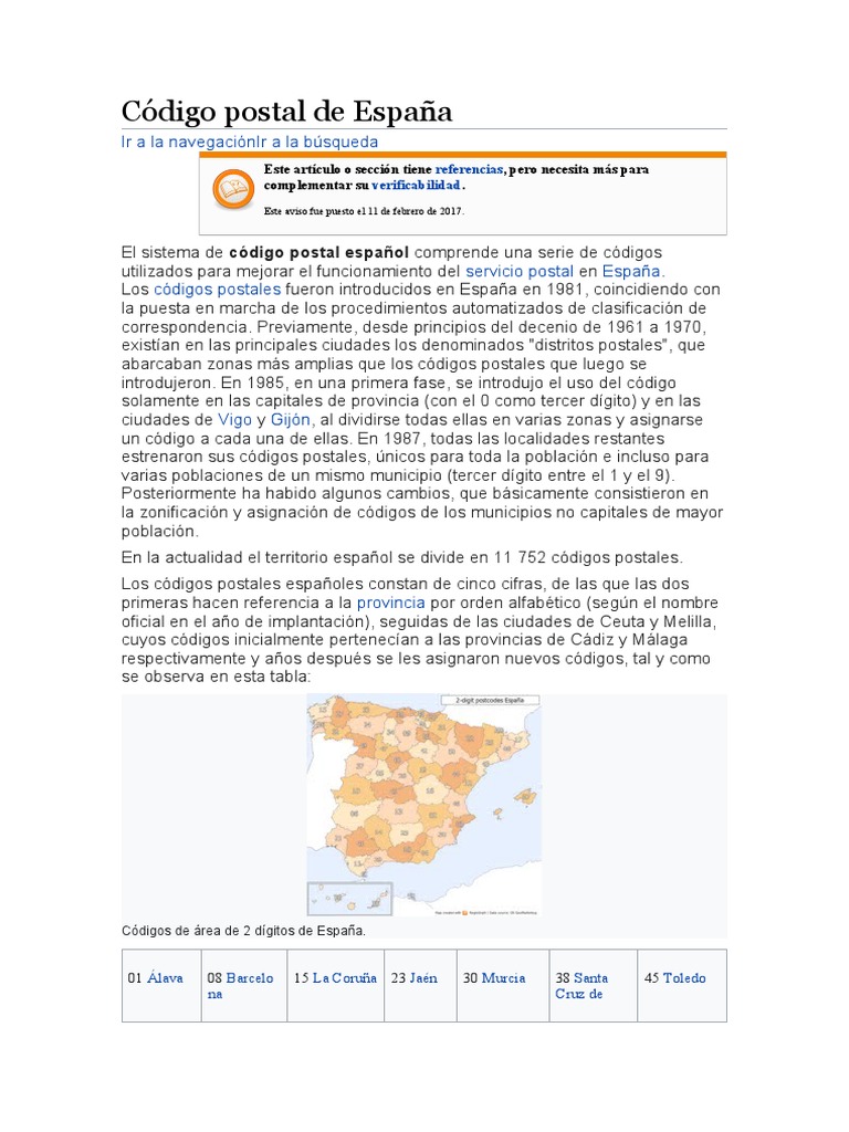 Código postal de España | PDF | Comunicación escrita | Servicios públicos