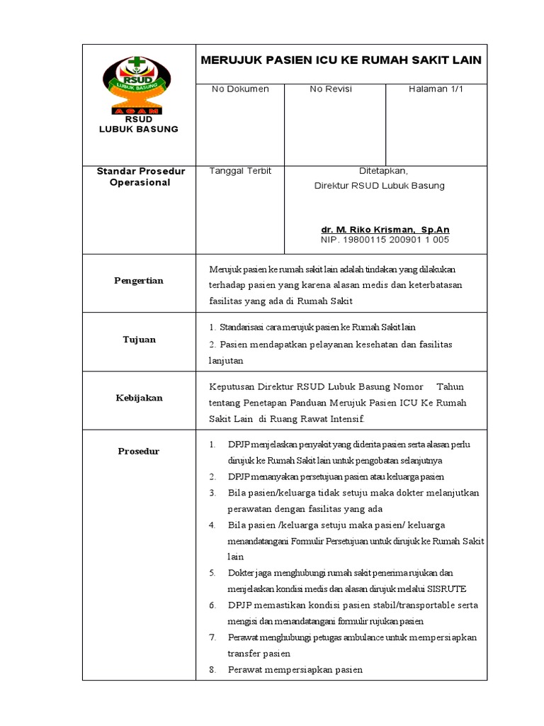 Sop Rujukan Pasien | PDF