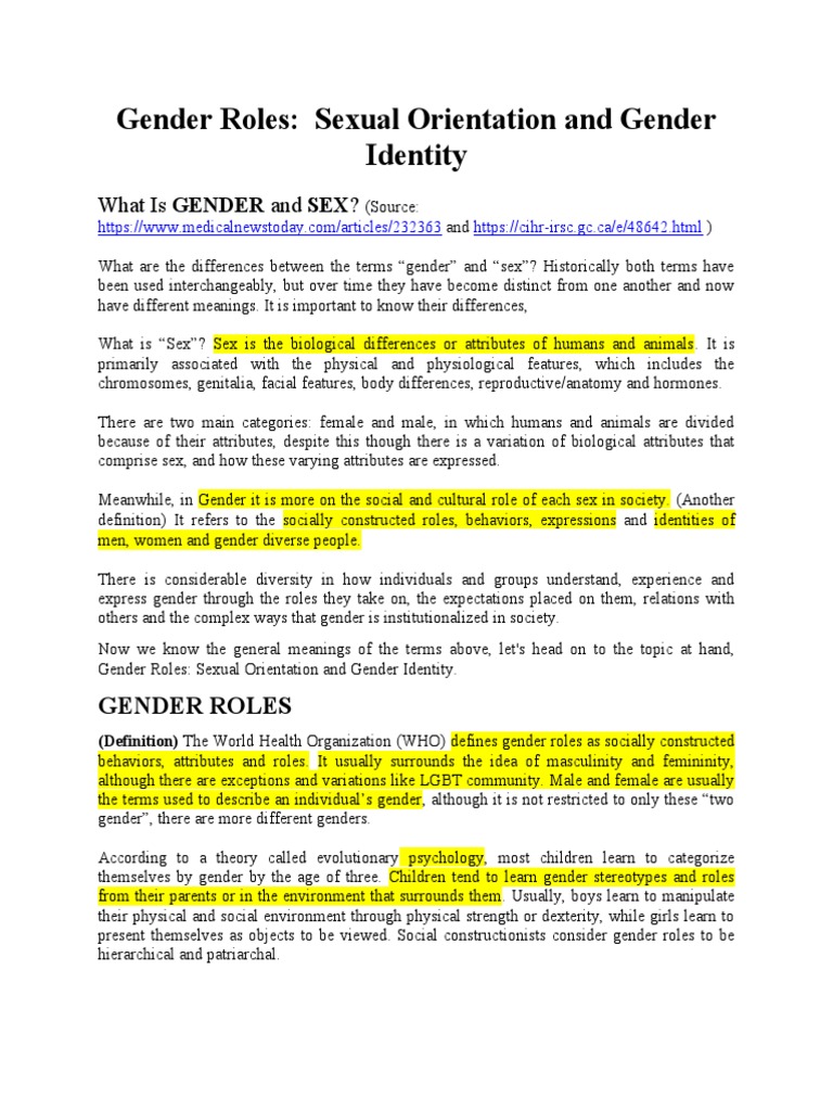 Gender Roles - Research - Notes | PDF | Gender | Gender Studies