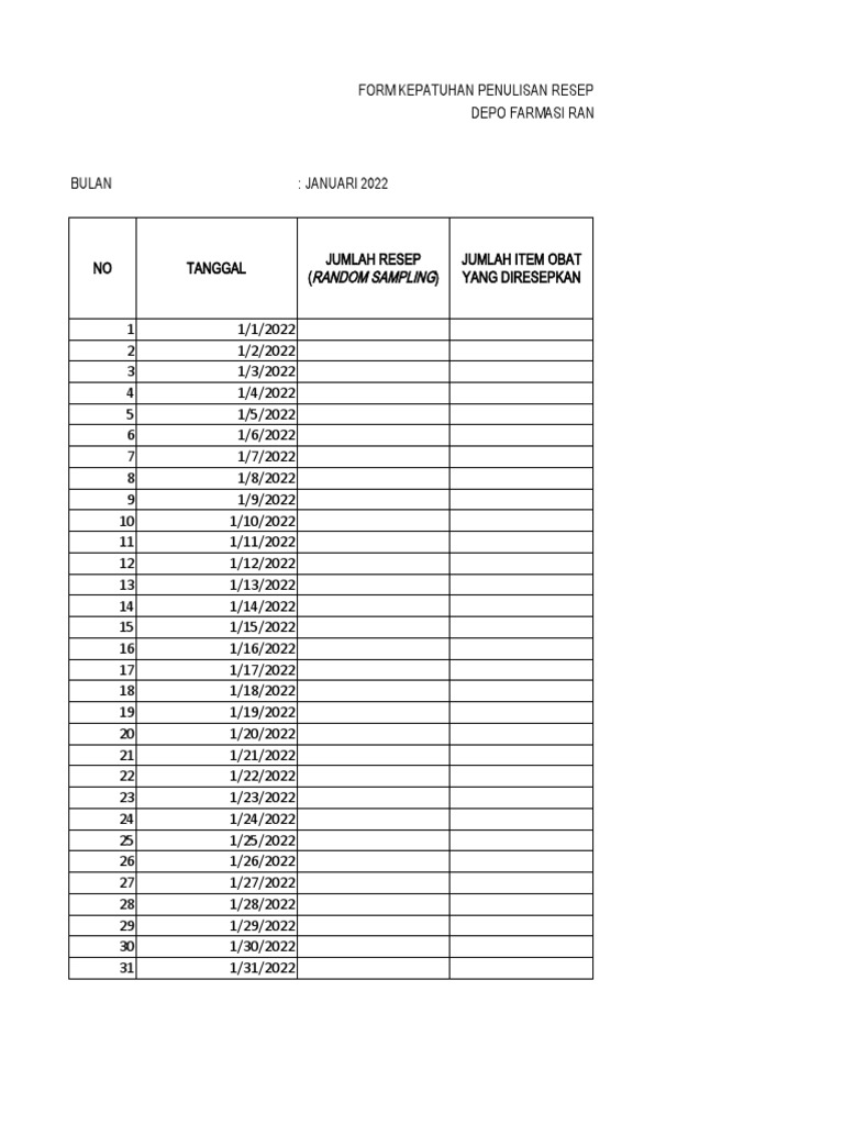 Form Kepatuhan Fornas Ranap | PDF