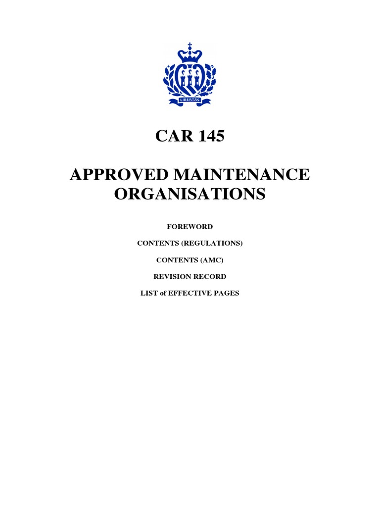 CAR 145 Rev 14 | PDF | Safety | Risk