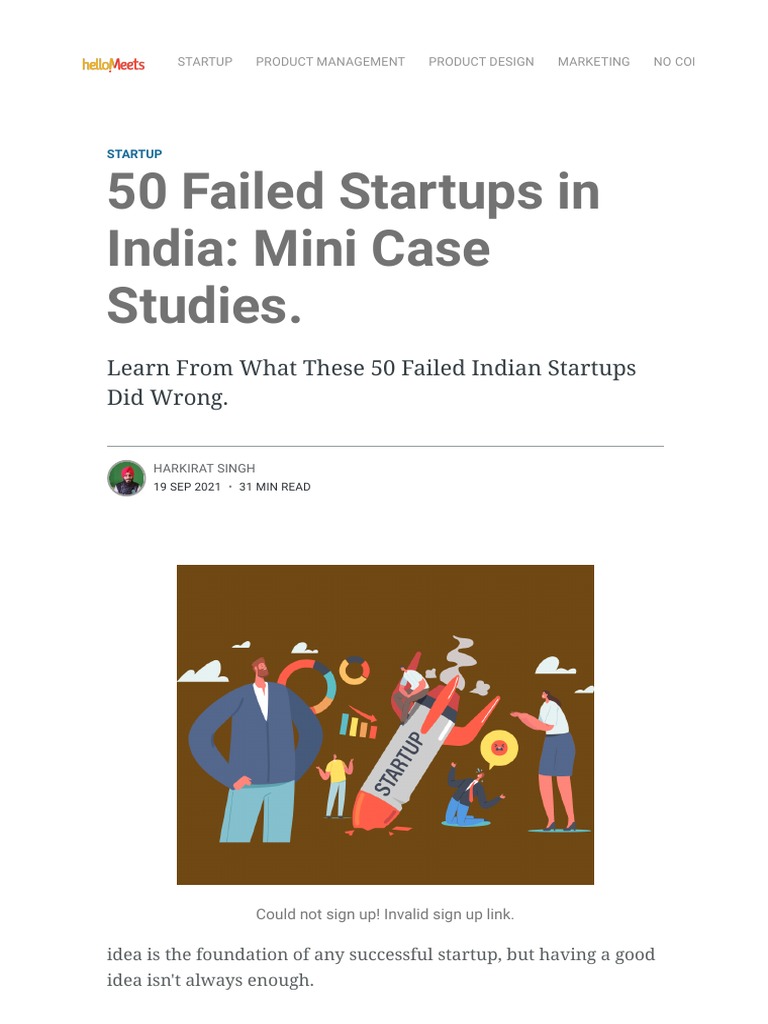 50 Famous Failed Startups in India - Mini Case Studies (2020-21) | PDF ...