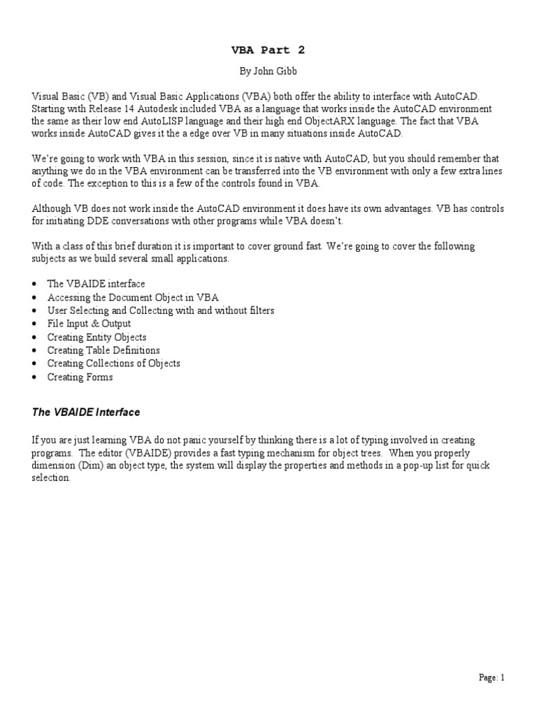 VBA Part 2 | PDF | Visual Basic For Applications | Auto Cad