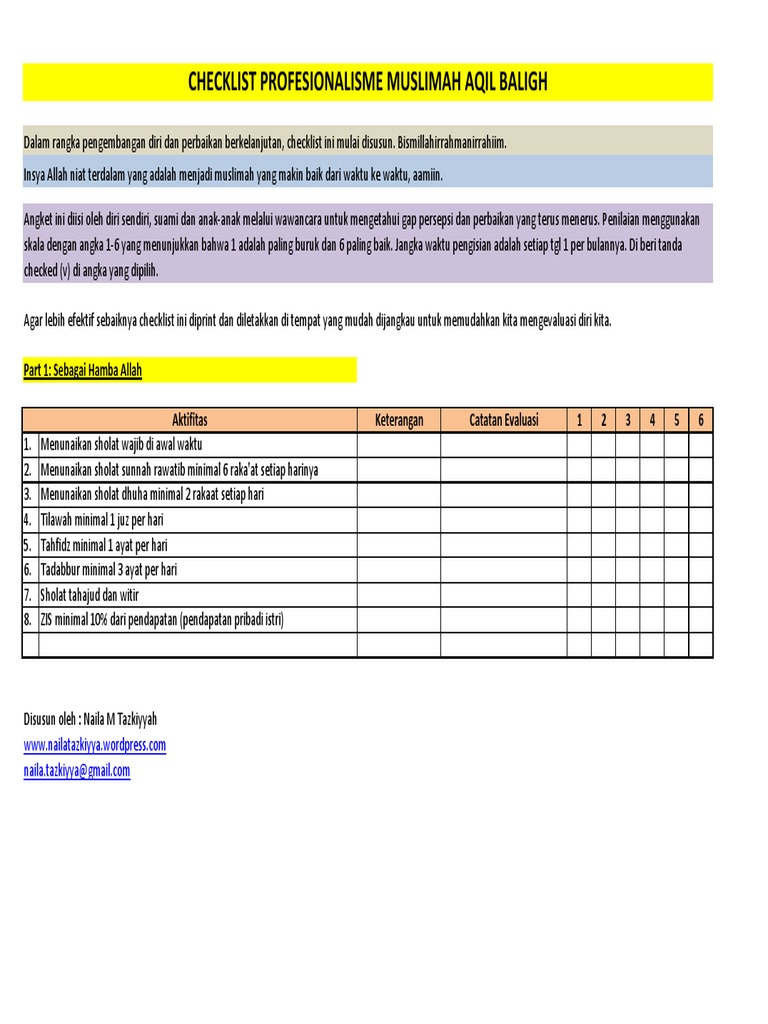Checklist Muslimah Produktif | PDF | Pengembangan Diri | Kesehatan Holistik
