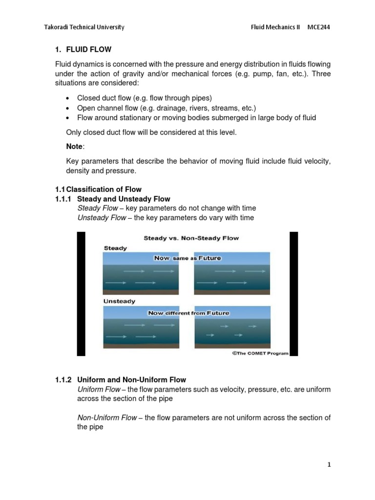 Takoradi Technical University Fluid Mechanics II MCE244 Key Concepts | PDF | Fluid Dynamics ...