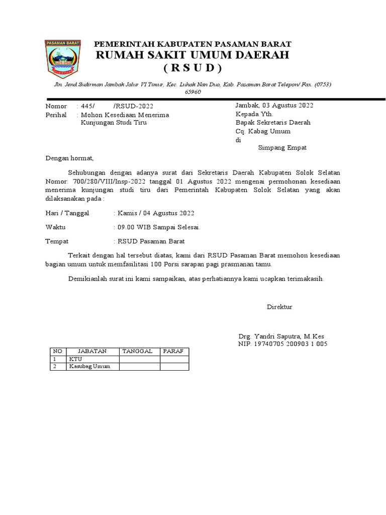 Surat Studi Tiru Ke Bagian Umum | PDF