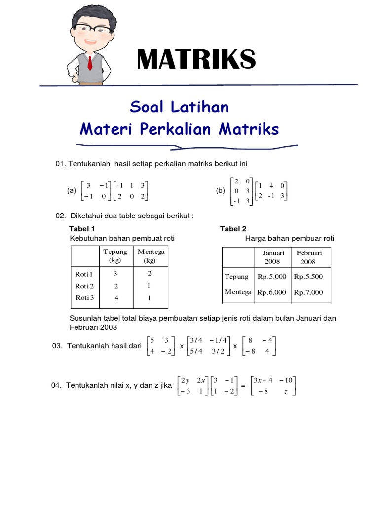 Soal Latihan Perkalian Matriks | PDF