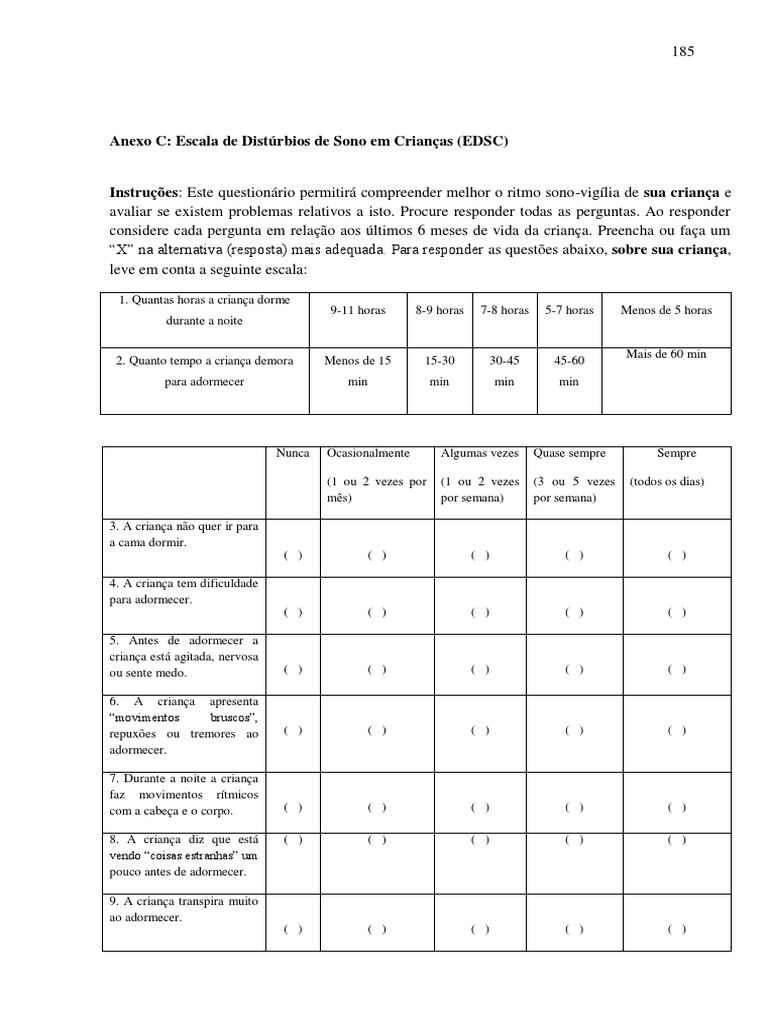 Escala de Sono - EDSC | PDF