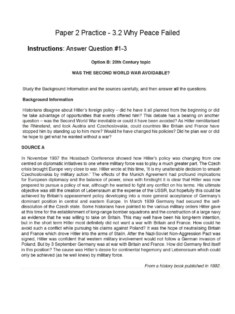 Paper 2 IGCSE History Practise | PDF | Adolf Hitler | Conflicts