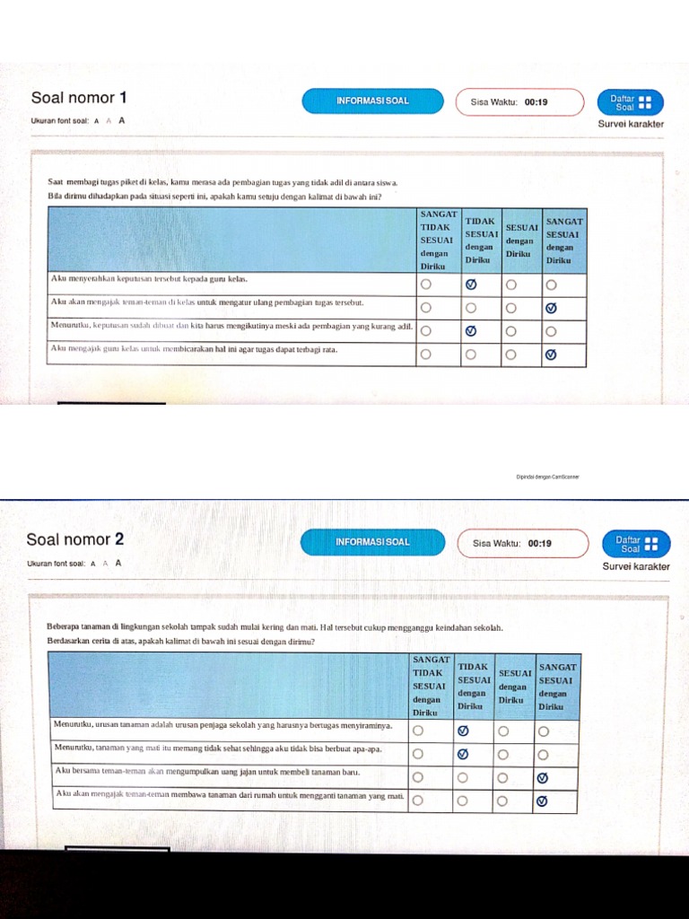 Soal Survei Karakter Anbk SD 2021 | PDF