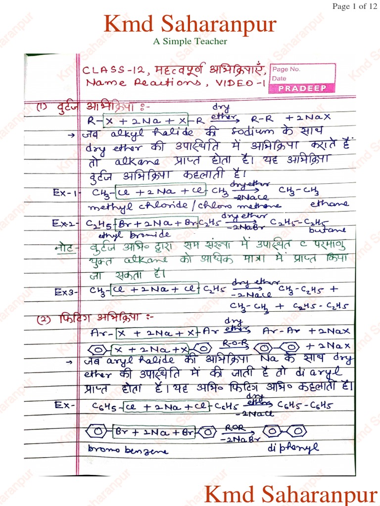 Class12 Name Reaction | PDF