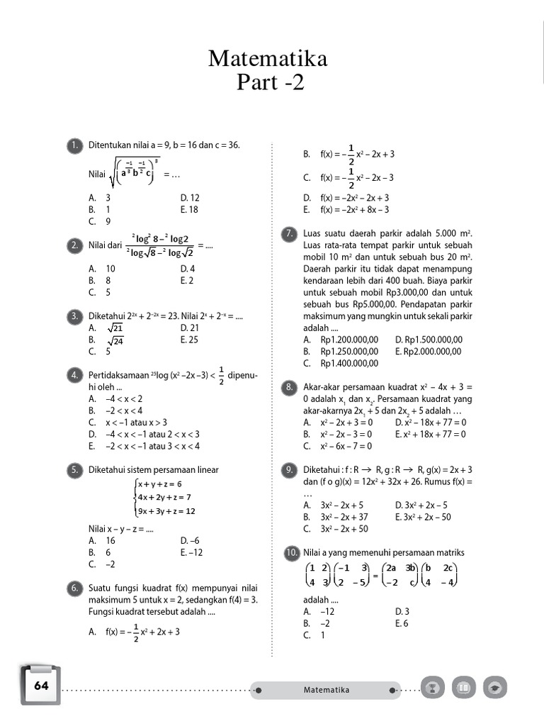 Soal Try Out Matematika SMA 2019 | PDF