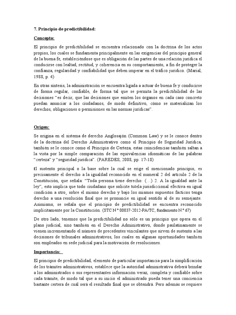 Principio de Predictibilidad en Derecho Administrativo | PDF | Ley ...