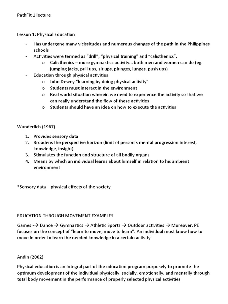 PathFit Lectures | PDF | Skeletal Muscle | Physical Fitness