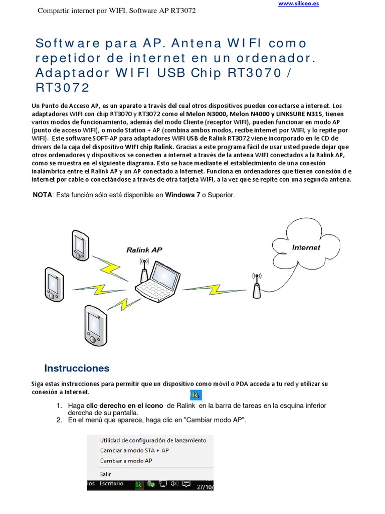 Soft Ap Ralink RT3072 | PDF | Punto de acceso inalámbrico | Wifi