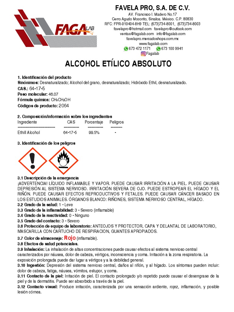 Alcohol Etilico Absoluto | PDF | Etanol | Agua
