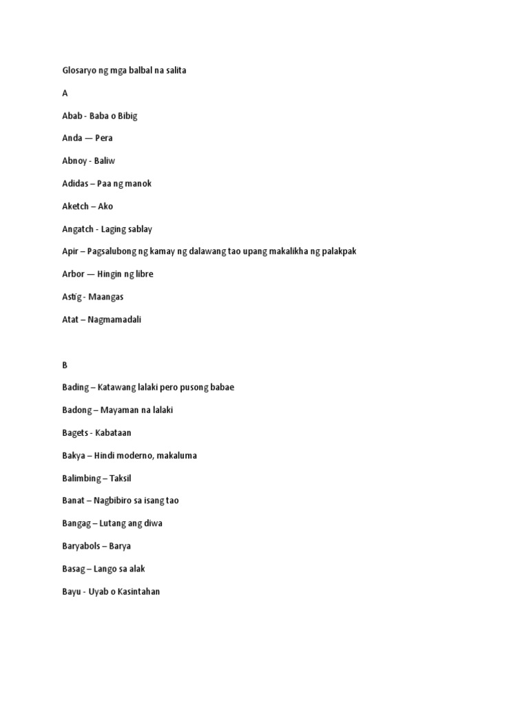 Mga Balbal Na Word | PDF