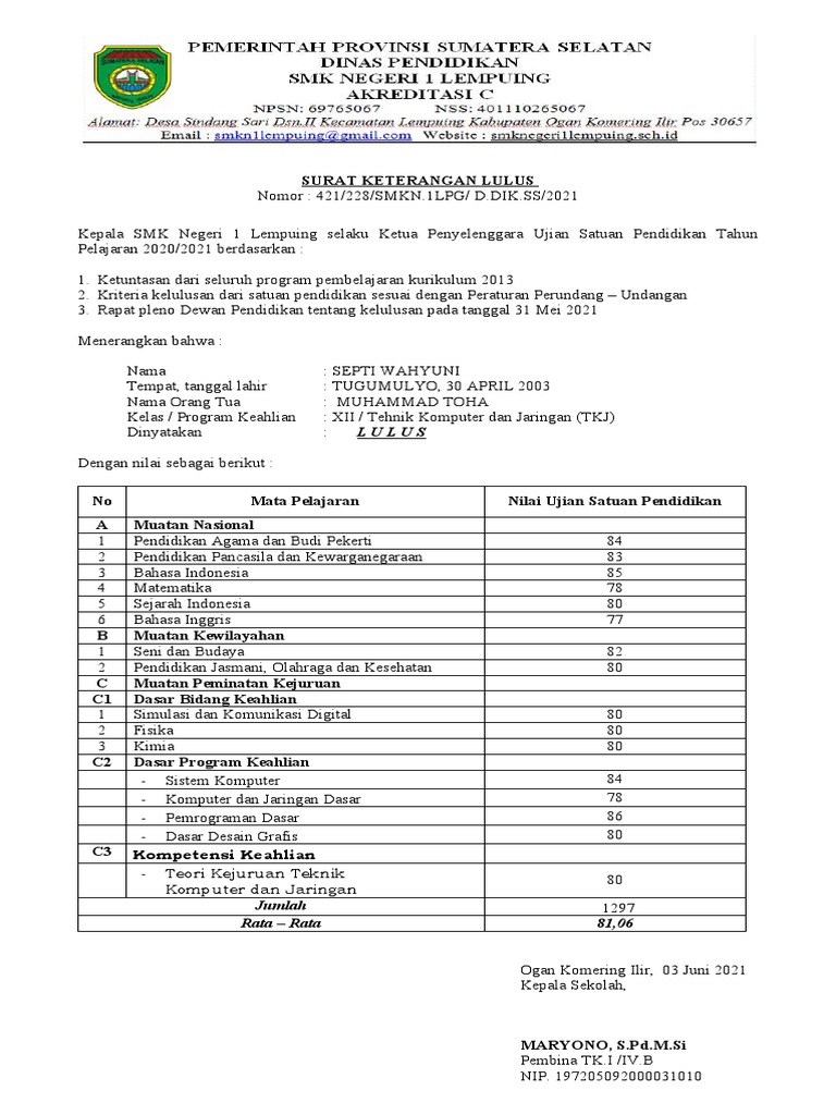 SKL & Ijazah Sementara | PDF