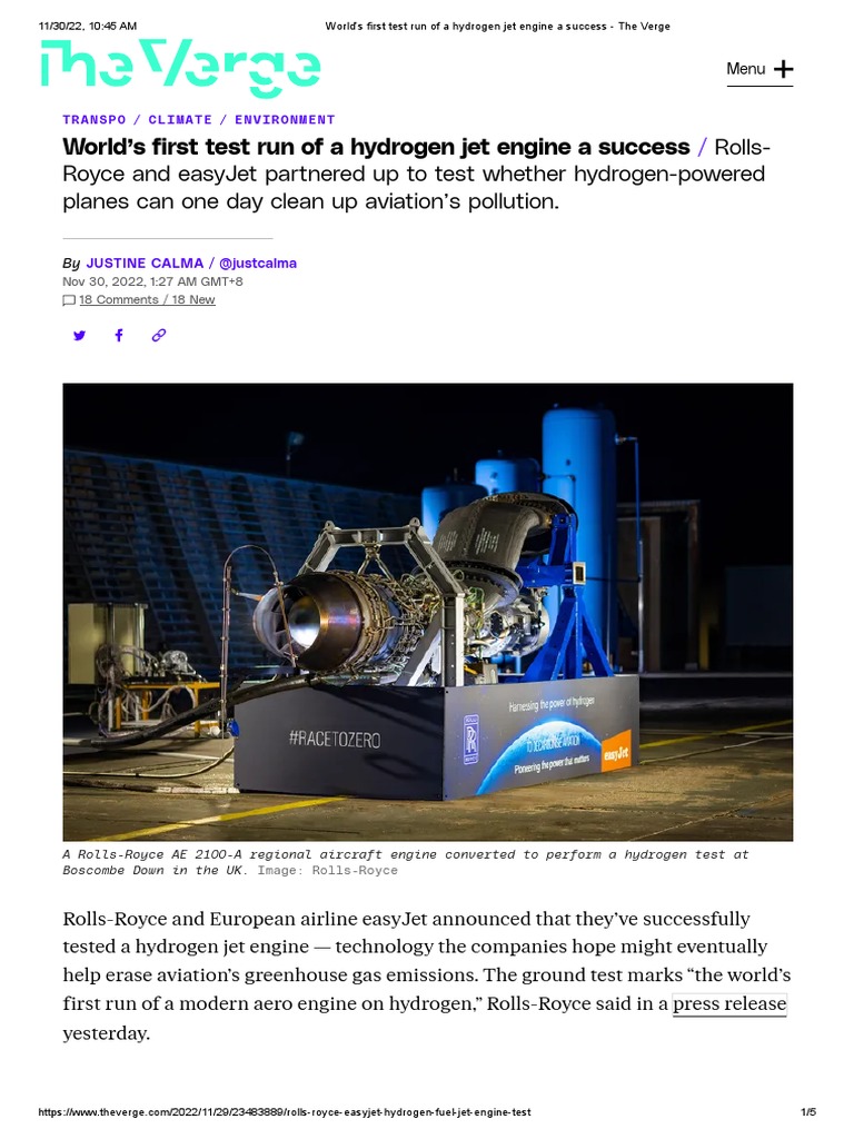 World's First Test Run of A Hydrogen Jet Engine A Success | PDF