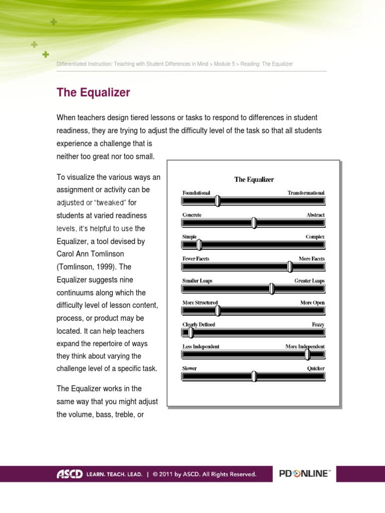 DI-Instruction M5 Reading Equalizer | Download Free PDF | Differentiated Instruction ...