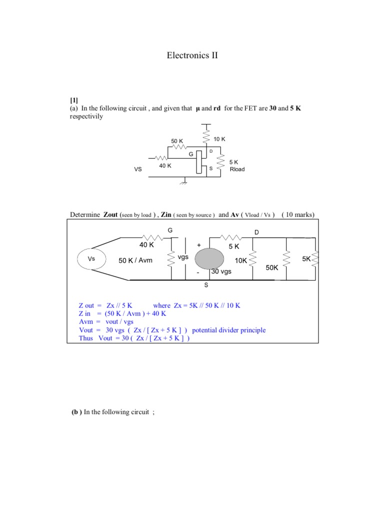 Electronic 2 Solved Problem | PDF | Field Effect Transistor | Amplifier