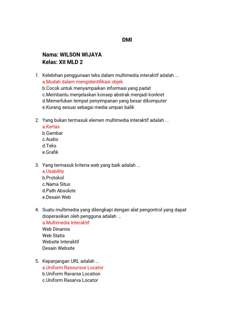 Soal Latihan WILSON WIJAYA XII MLD 2 | PDF