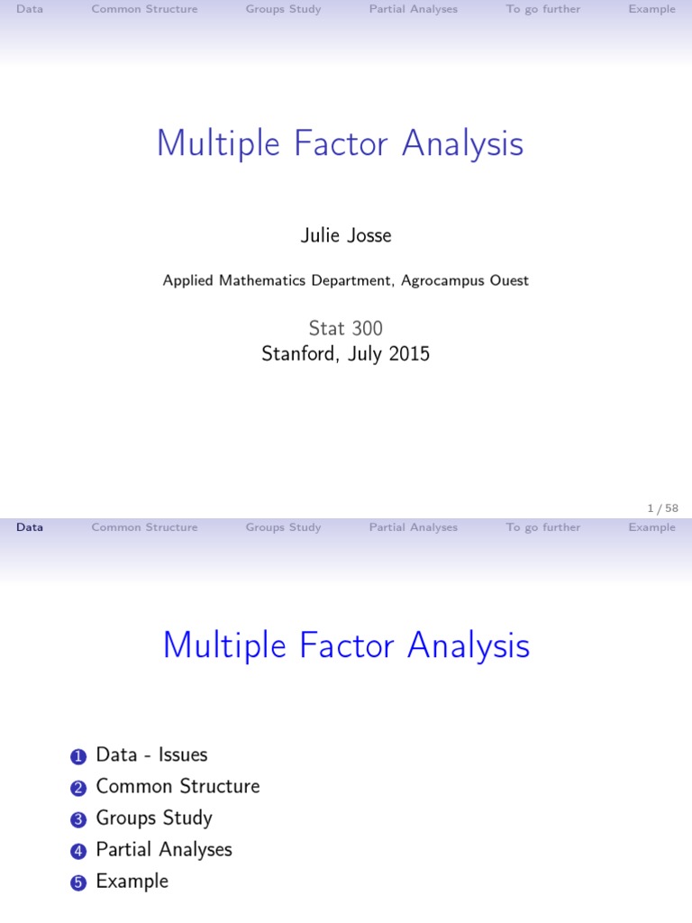 Analyzing Multi-Block 'Omics Data: An Application of Multiple Factor Analysis to Brain Tumor ...