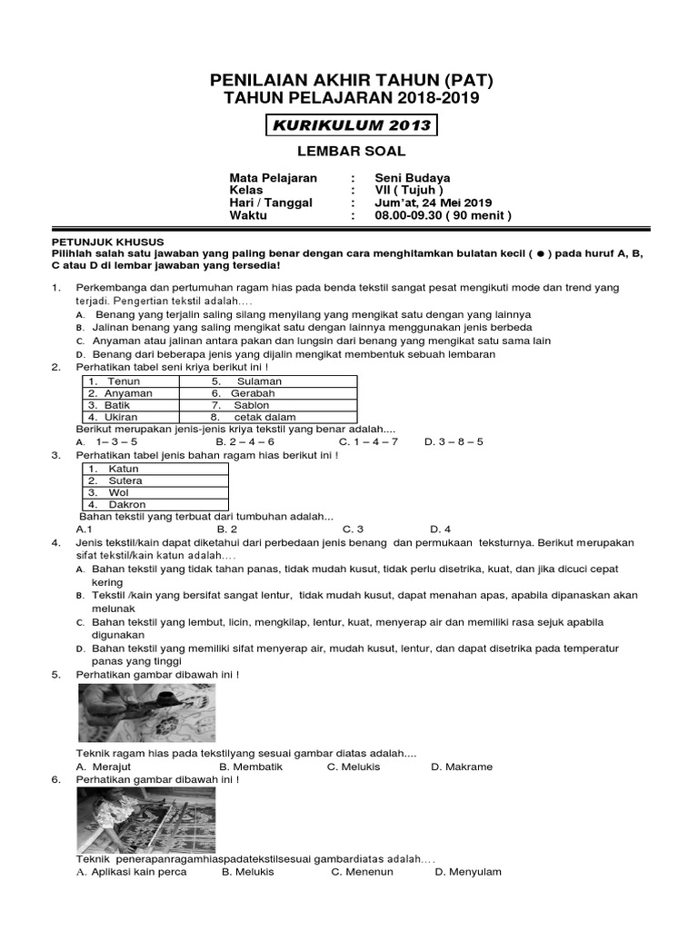 SOAL PAT Kls 7 Genap 2021 | PDF