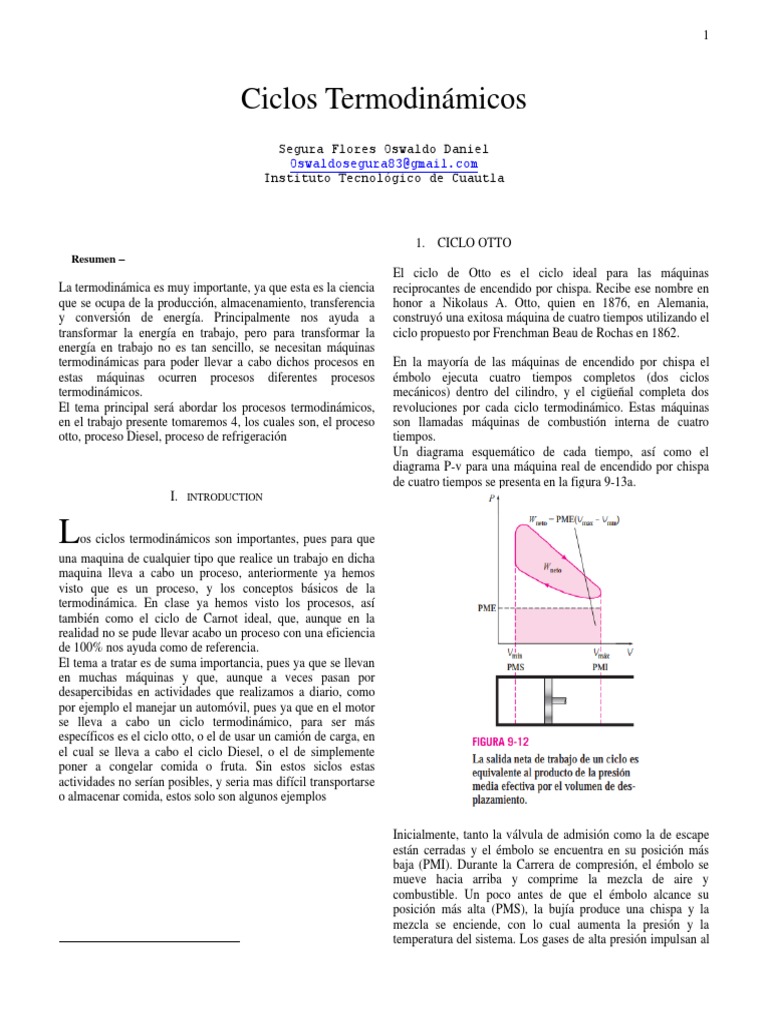 Ciclos Termodinámicos | PDF | Motor de combustión interna | Vapor