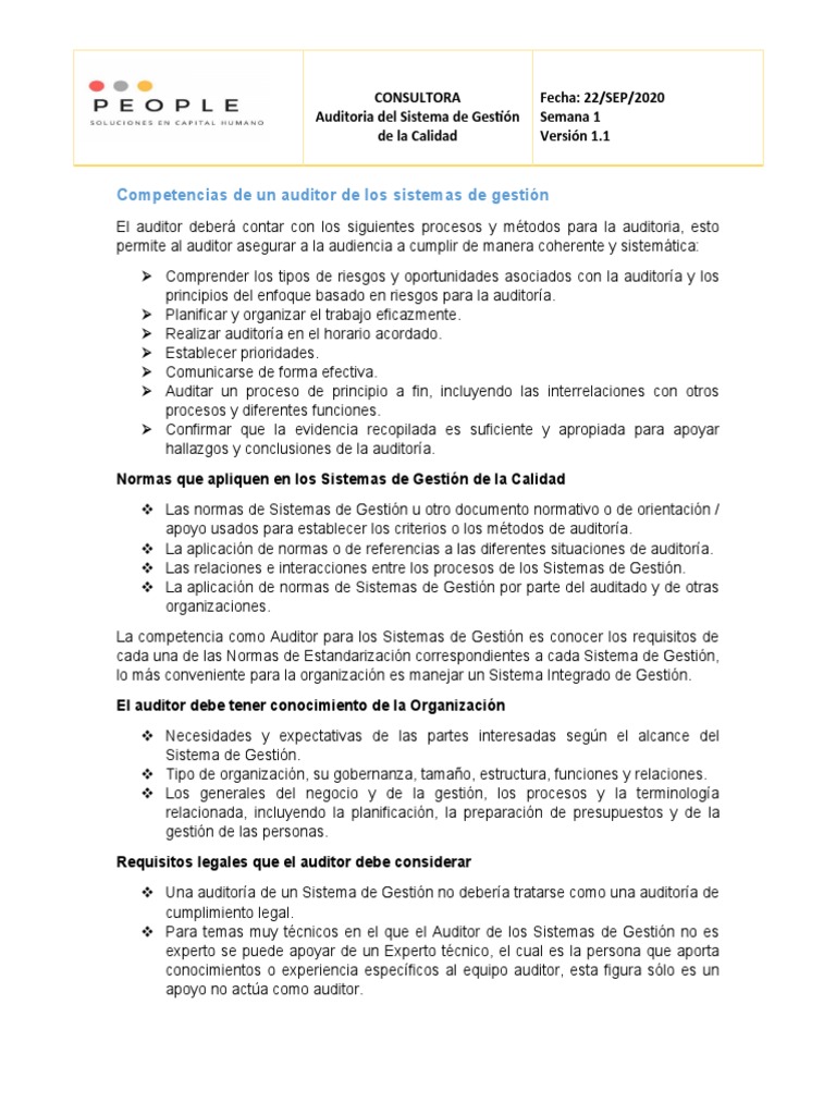 Competencias del Auditor de SGC | PDF | Auditoría | Business