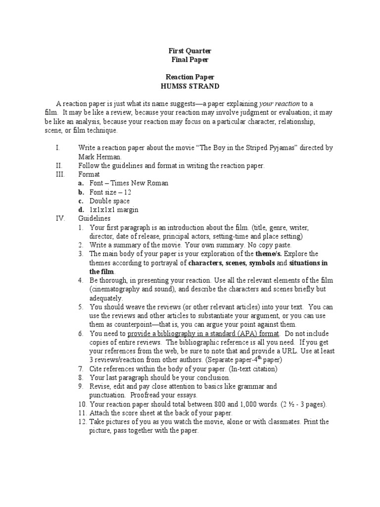 Reaction Paper Guidelines | PDF | Human Communication | Written ...