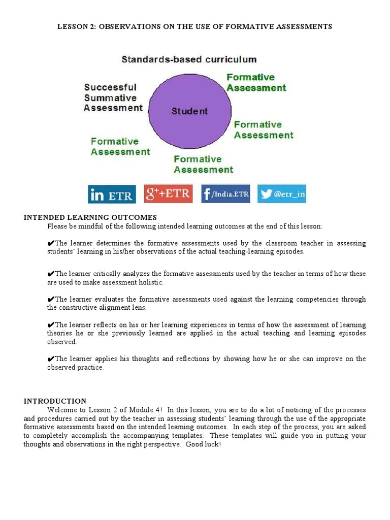 Module 4. Lesson 2 | PDF | Educational Assessment | Learning