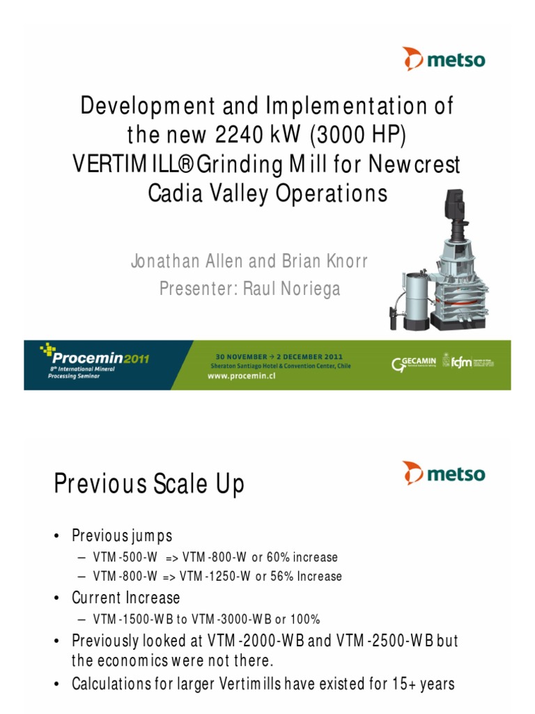 VTM-3000-WB at Cadia Procemin Presentation | PDF | Mill (Grinding) | Secondary Sector Of The Economy