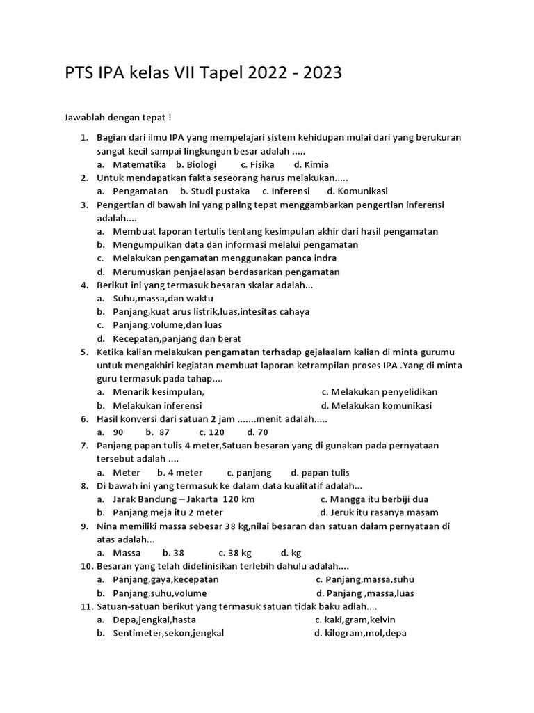 PH IPA Bab 1 Kelas VII | PDF