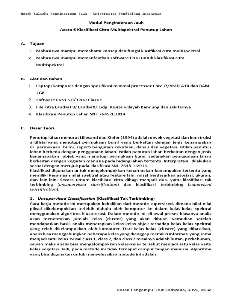 Klasifikasi Citra Multispektral Penutup Lahan | PDF