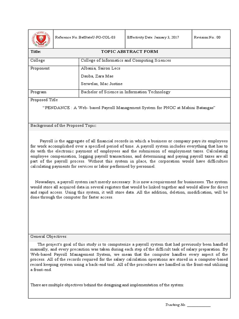 SAIRON LECS ALBANIA - BatStateU-FO-COL-03 - Research Topic Abstract ...