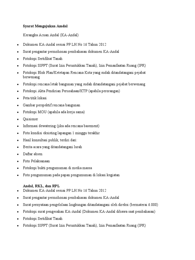 Syarat Mengajukan Amdal | PDF | Sains & Matematika