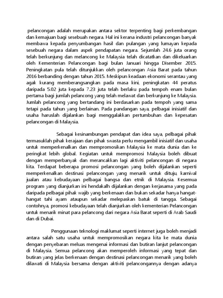 Karangan Pelancongan PT3 | PDF