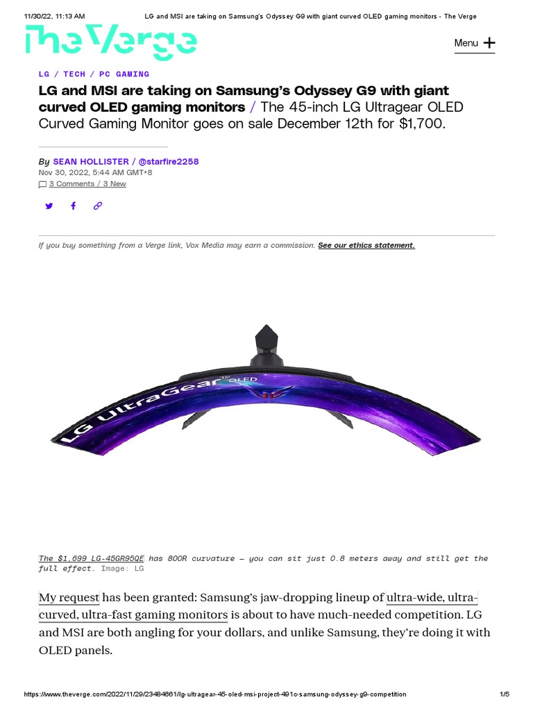 LG and MSI Are Taking On Samsung's Odyssey G9 With Giant Curved OLED ...