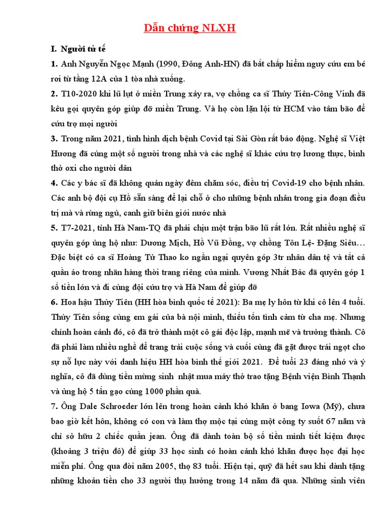 Dẫn Chứng NLXH 1 | PDF