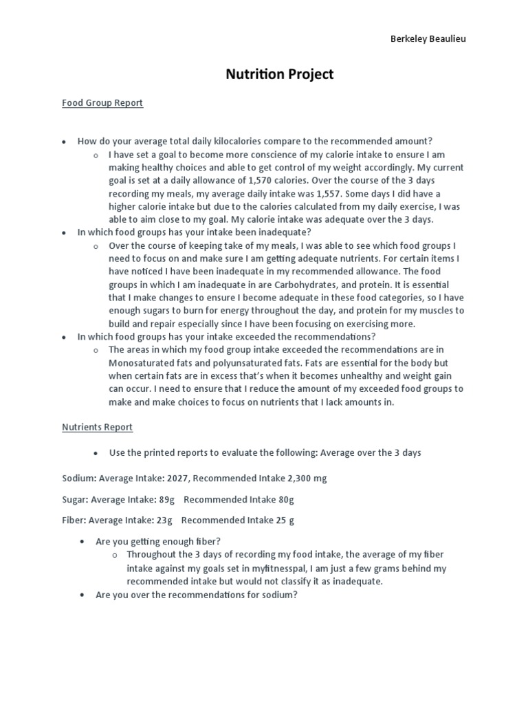 Nutrition Project | PDF | Oral Hygiene | Foods
