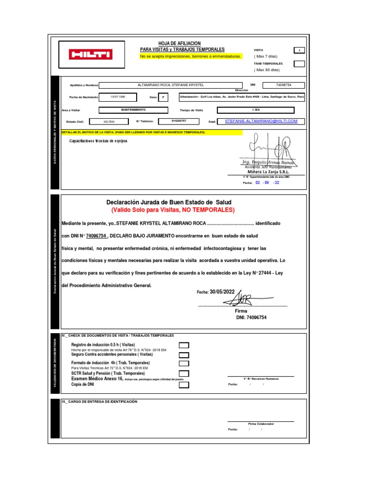 Anexo N 03 - Afiliación Temporal | PDF