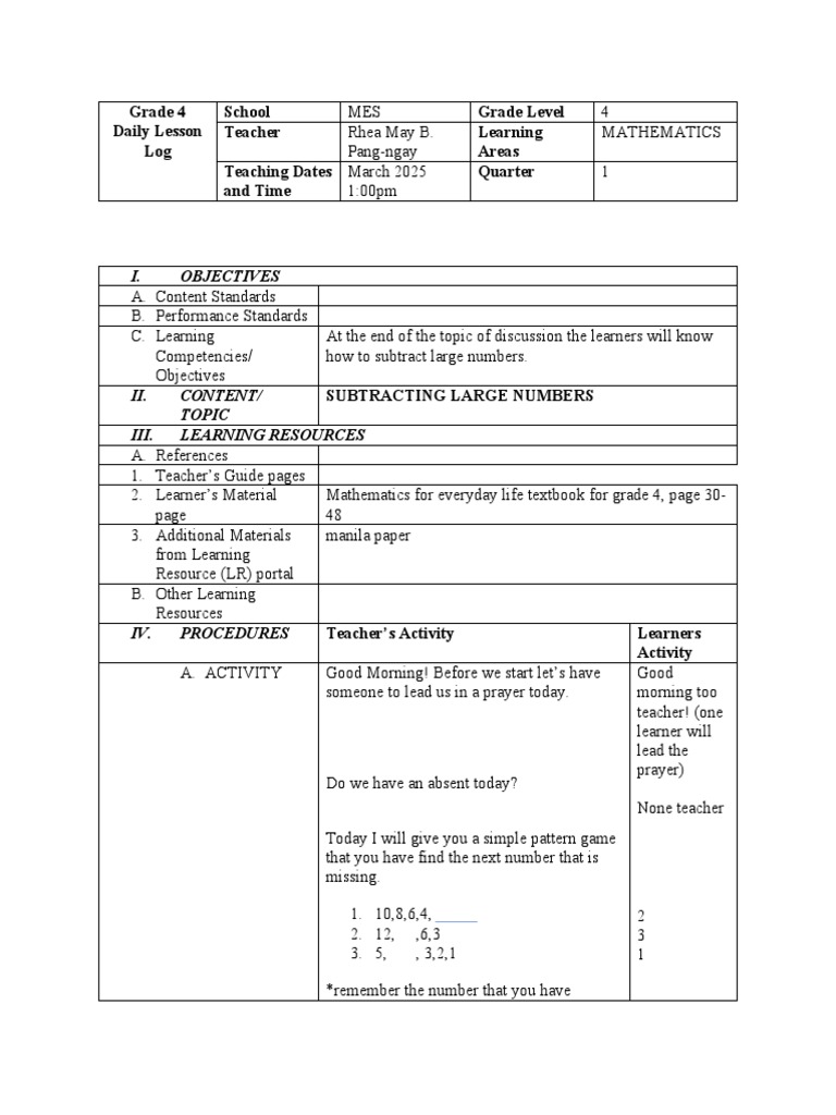 My Lesson Plan - 1 | PDF | Learning | Teachers