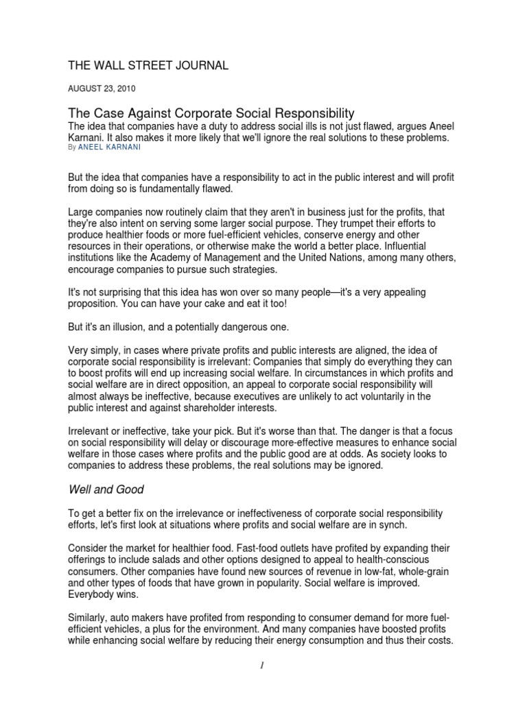 CSR - WallStreet Case | PDF | Corporate Social Responsibility | Profit ...