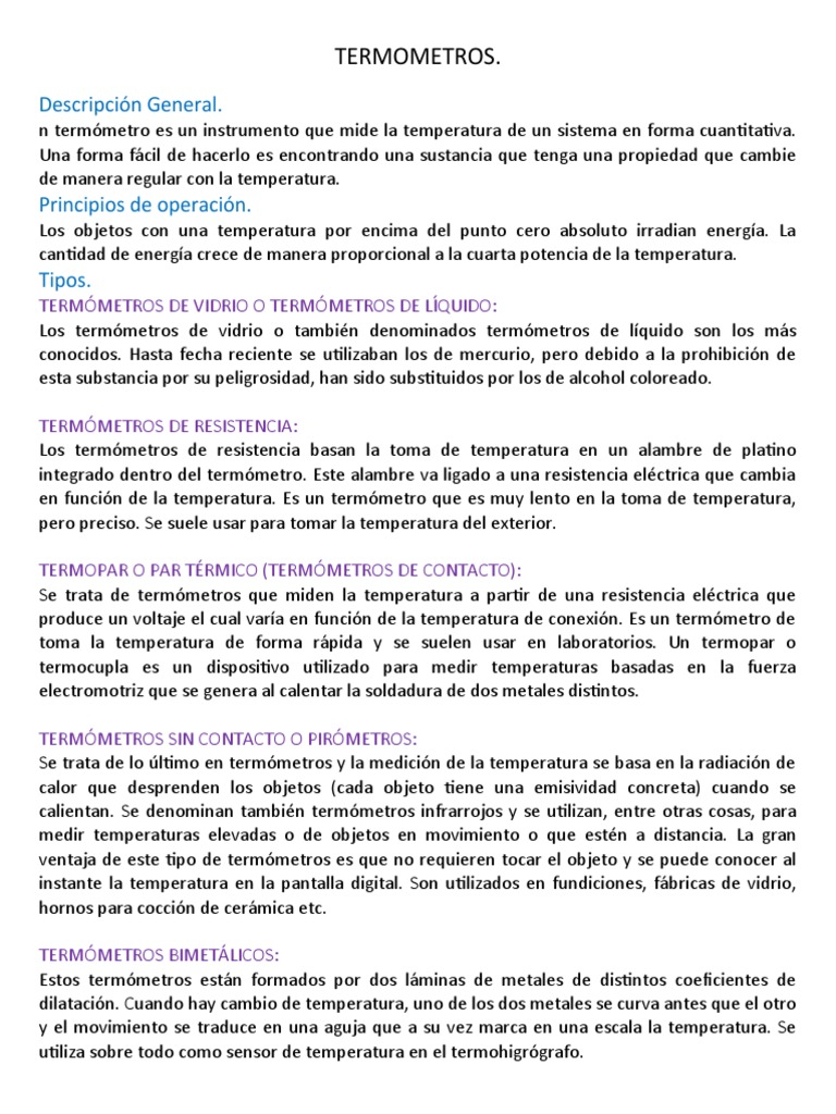 Termometros | PDF | Temperatura | Celsius