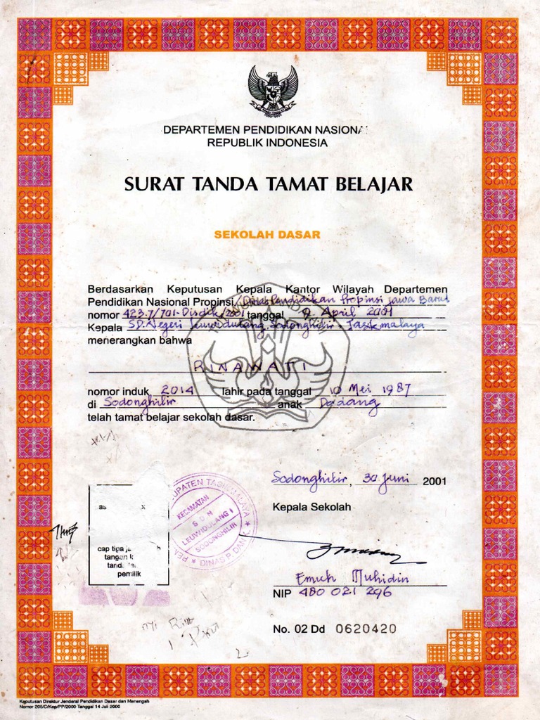 Surat Tanda Tamat Belajar | PDF